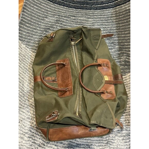 Bags | Vintage Orvis Battenkill Duffle Bag Green Canvas And Leather ...